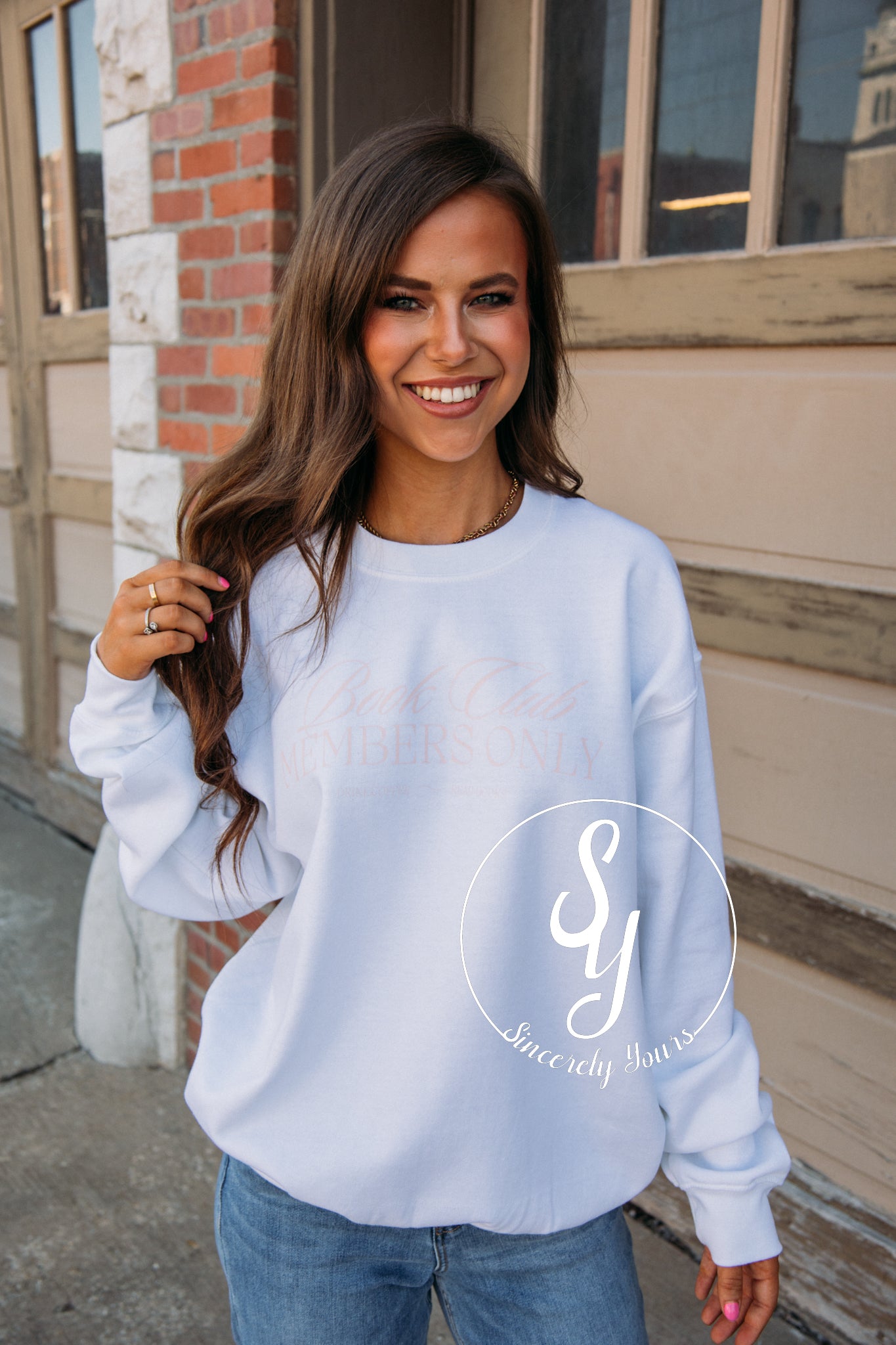 Book Club Members Only Crewneck - White – Sincerely Yours